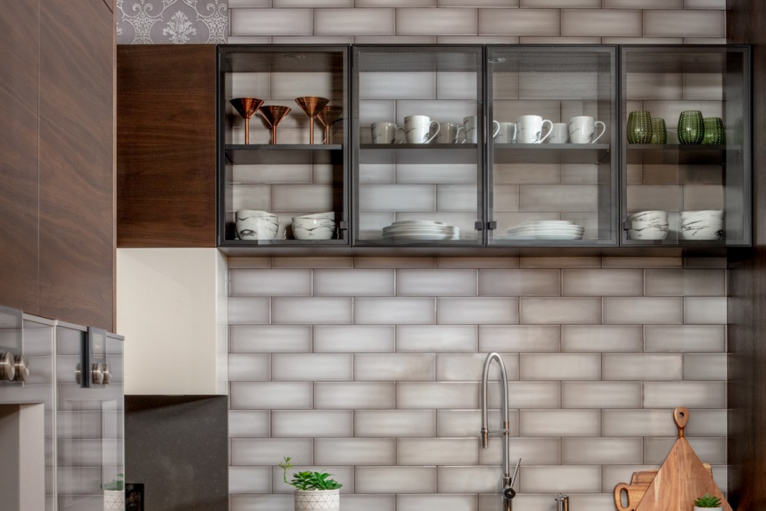 Walnut & High Gloss Modern Muskoka Kitchen | Chervin Kitchen & Bath in ...