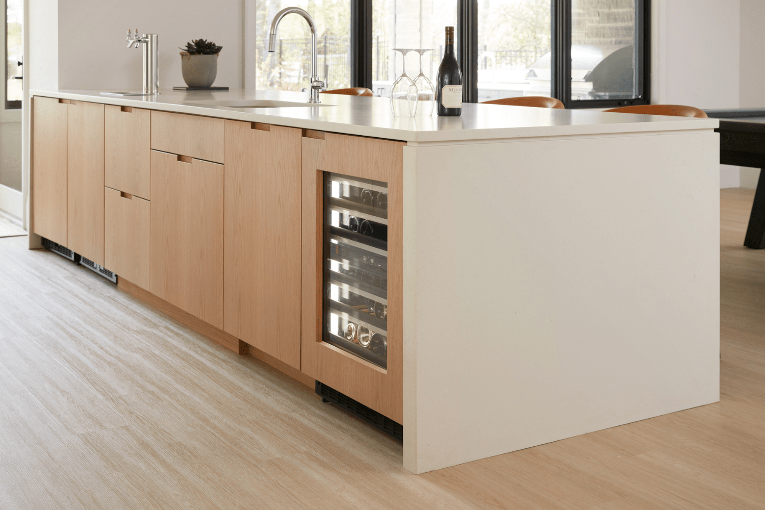 Transitional White Oak Basement Bar - Chervin Kitchen & Bath ...