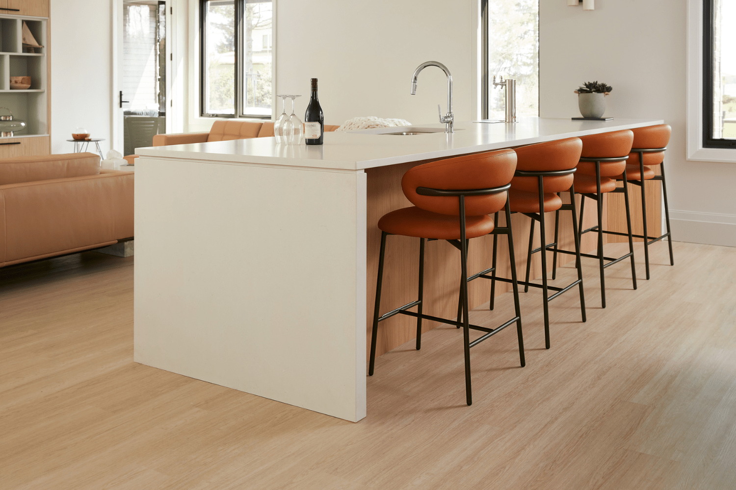 Transitional White Oak Basement Bar - Chervin Kitchen & Bath ...