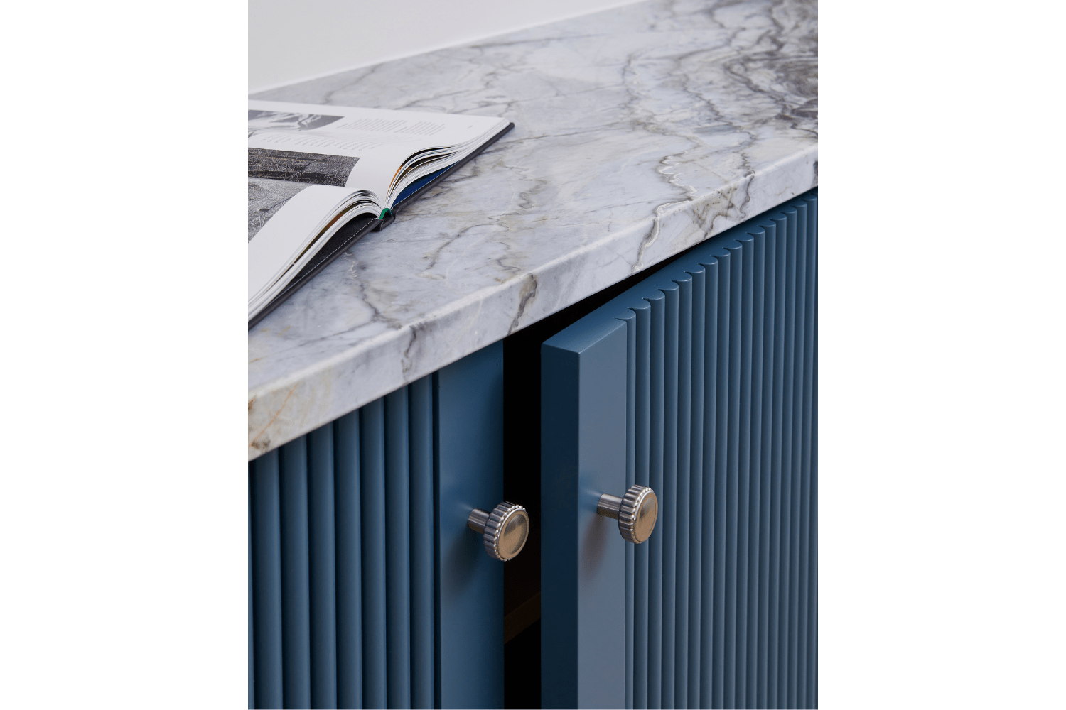 Custom Blue Reeded Servery in Carriage House - Chervin Kitchen & Bath ...