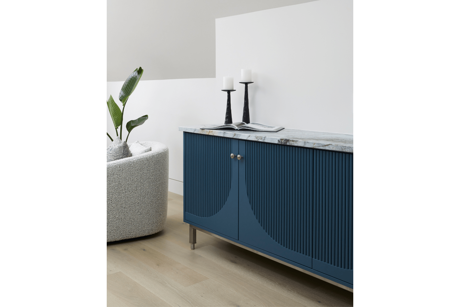 Custom Blue Reeded Servery in Carriage House - Chervin Kitchen & Bath ...