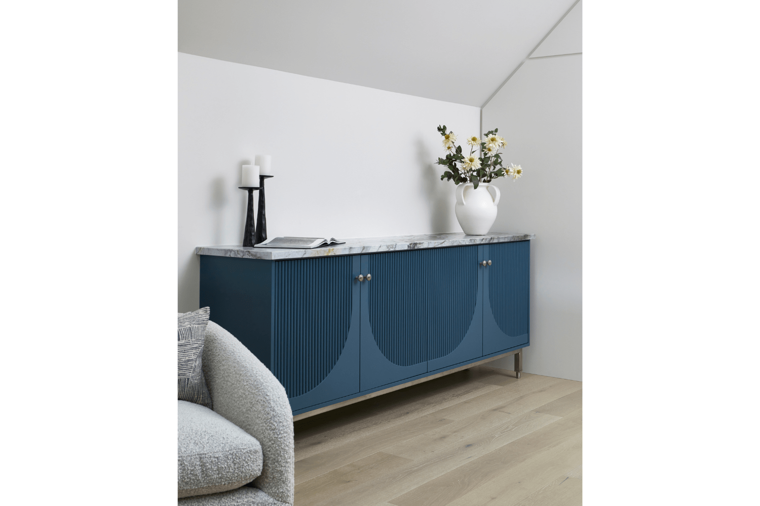 Custom Blue Reeded Servery in Carriage House - Chervin Kitchen & Bath ...