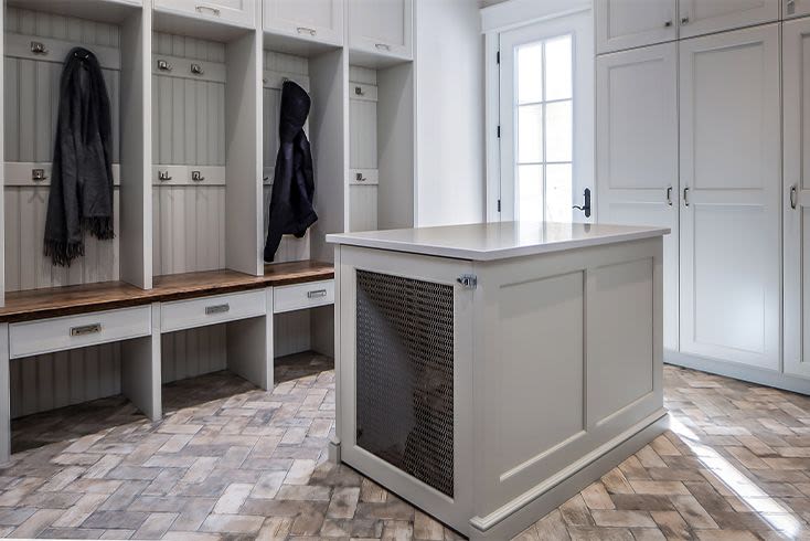 Morrison B | Grey Traditional Mudroom | Chervin Kitchen & Bath in Waterloo, Muskoka and Oakville