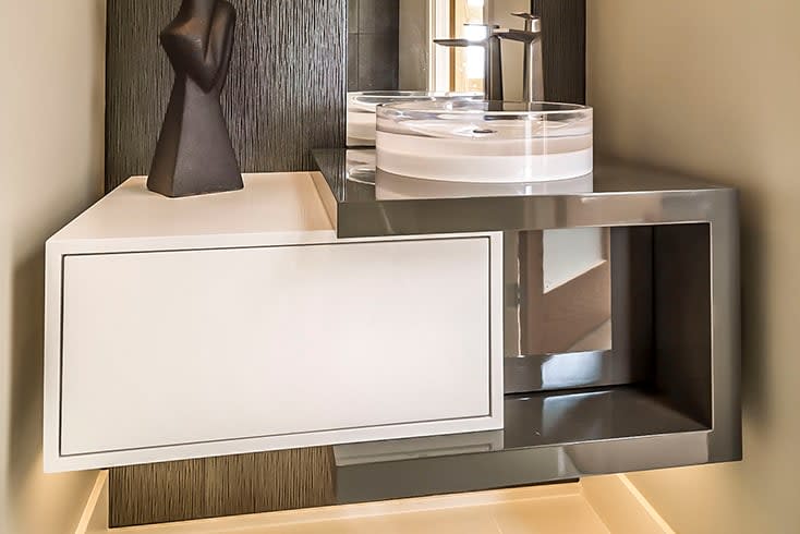 Willow | Black Modern Powder Room Vanity | Chervin Kitchen & Bath in ...